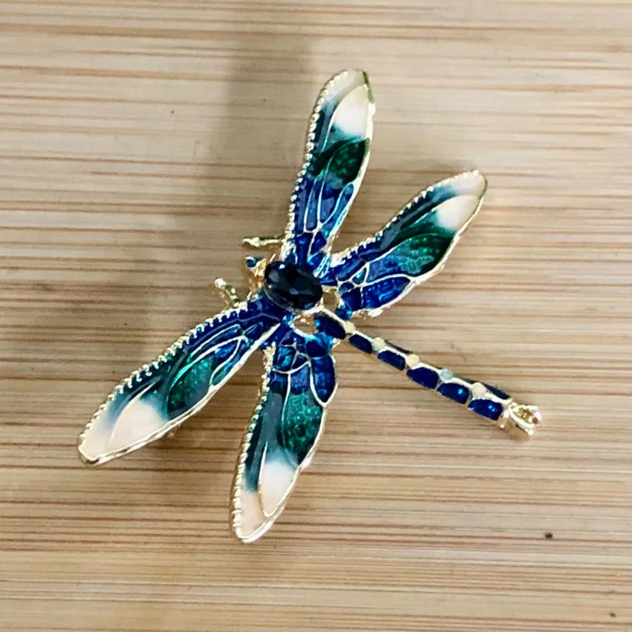 Ornate Jade & Blue Dragonfly Brooch (s)