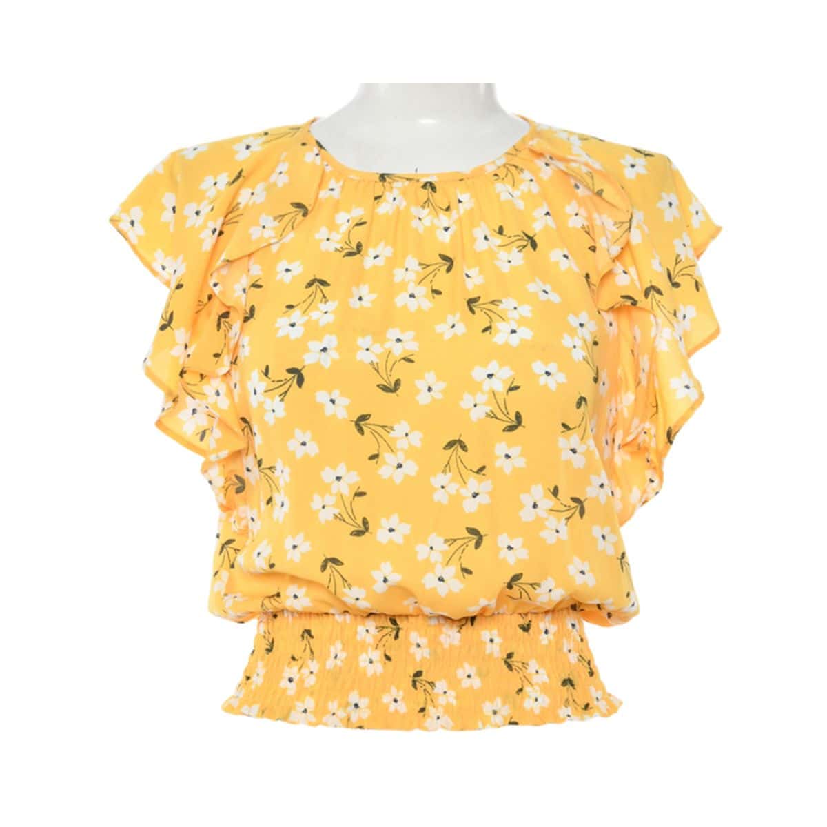 Monteau Womens Size M Floral Crop Top Yellow (s)