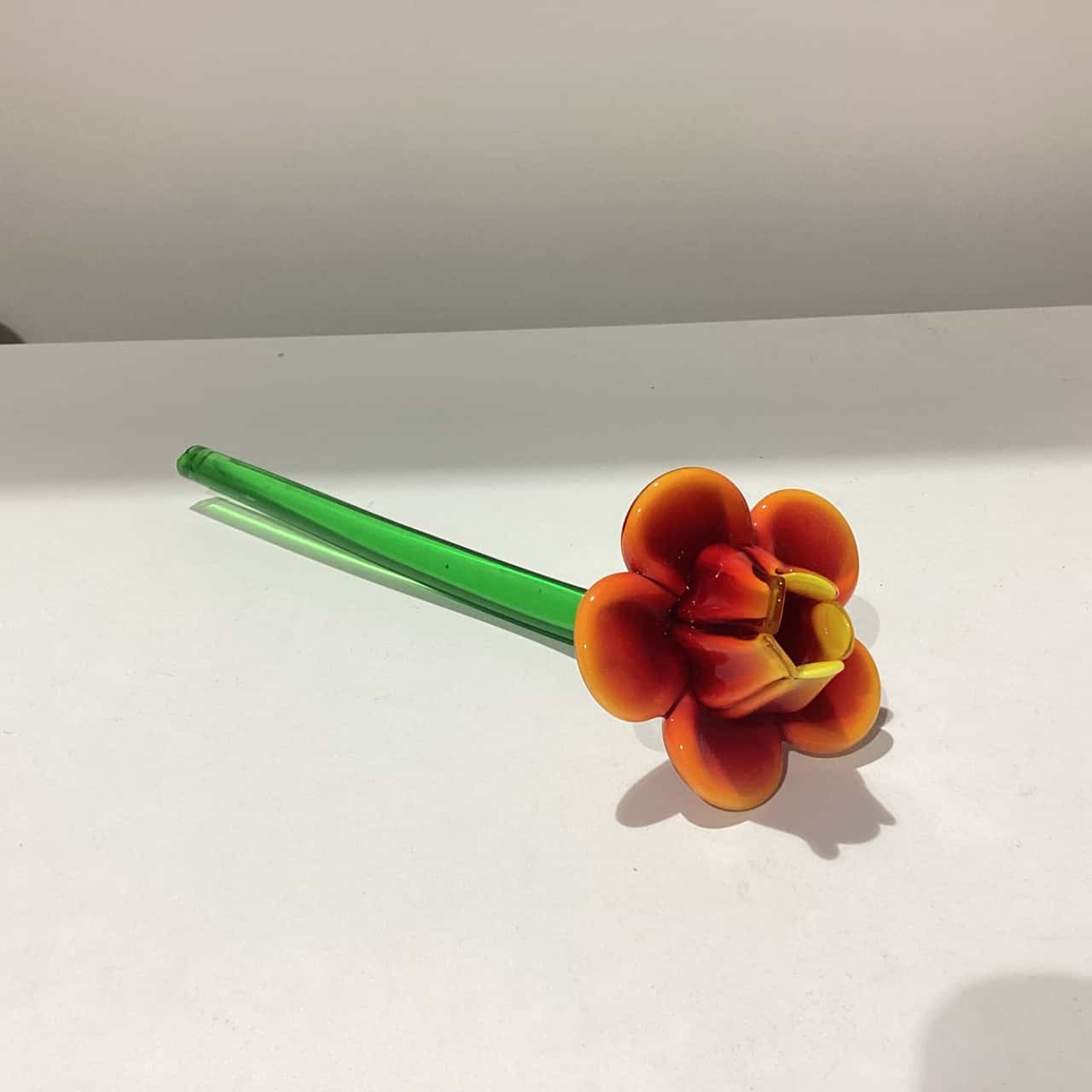 8.5-Inch Red and Green Glass Flower Decoration(s)