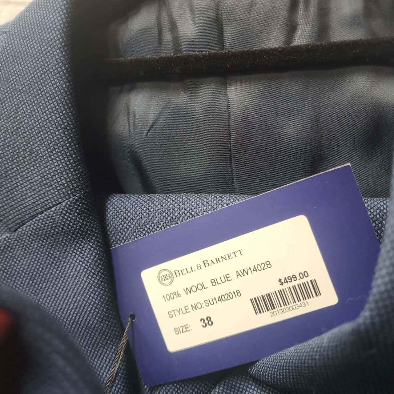 'Bell & Barnett's 100% Blue Wool Brand New with Tags, Size 38 Formal ...