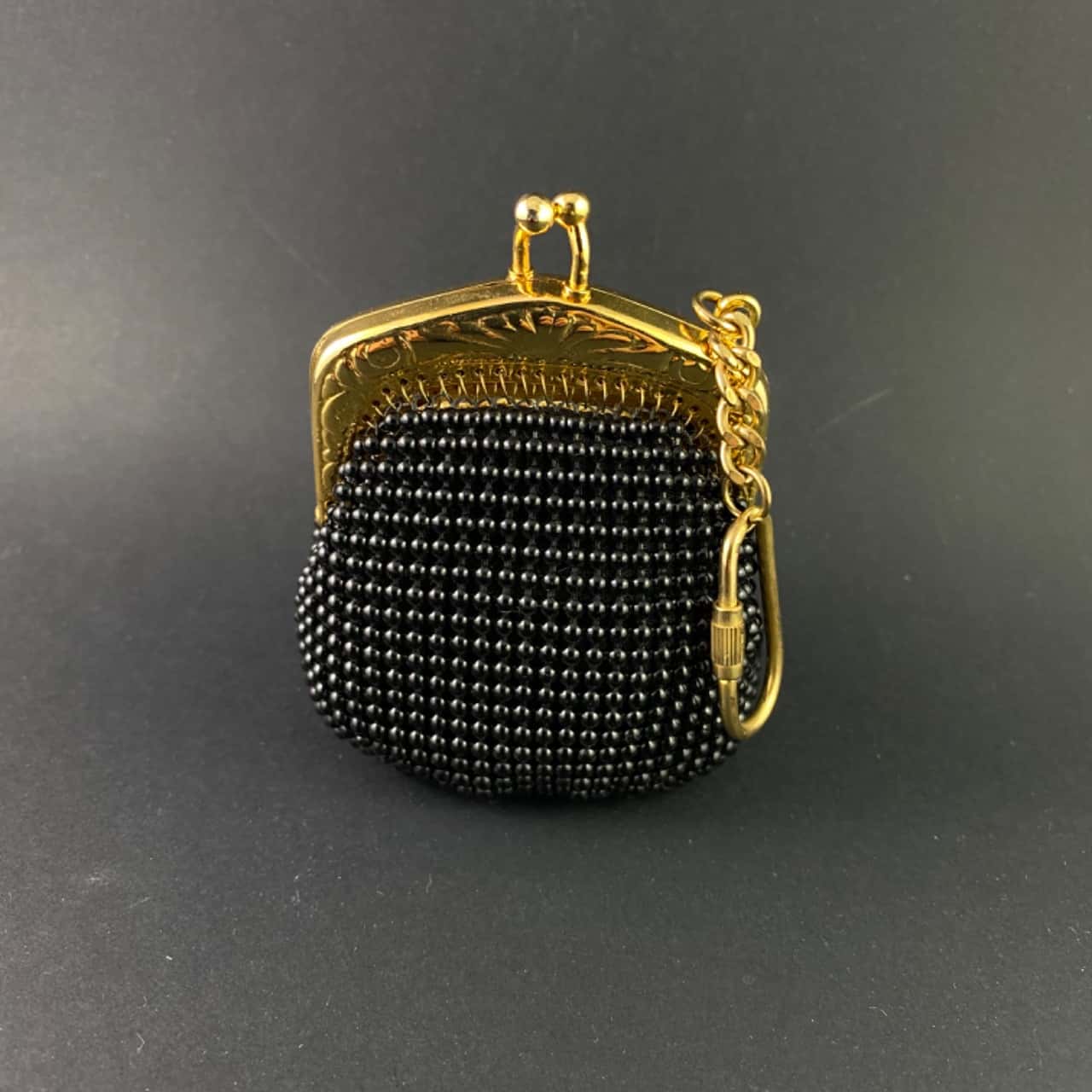 Cute tiny vintage coin bag with key chain Womens Black