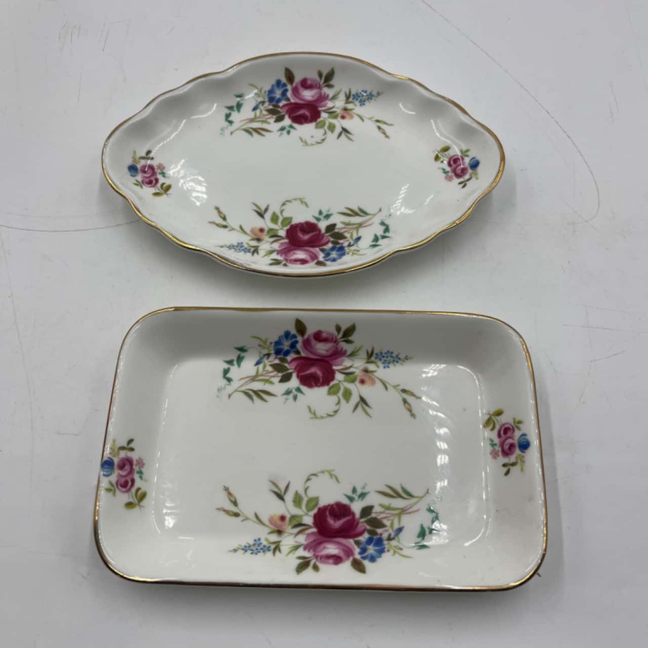 2 x Small bone China serving trays made in England 18cm and 16cm(s)