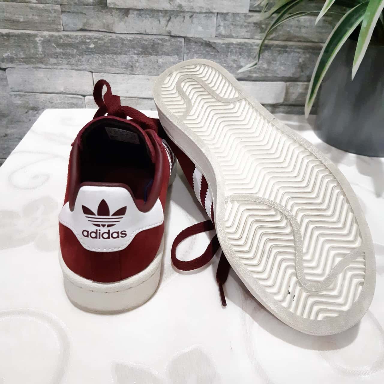 Adidas Campus Mens Size 3.5 Shoes Burgundy/White (s)