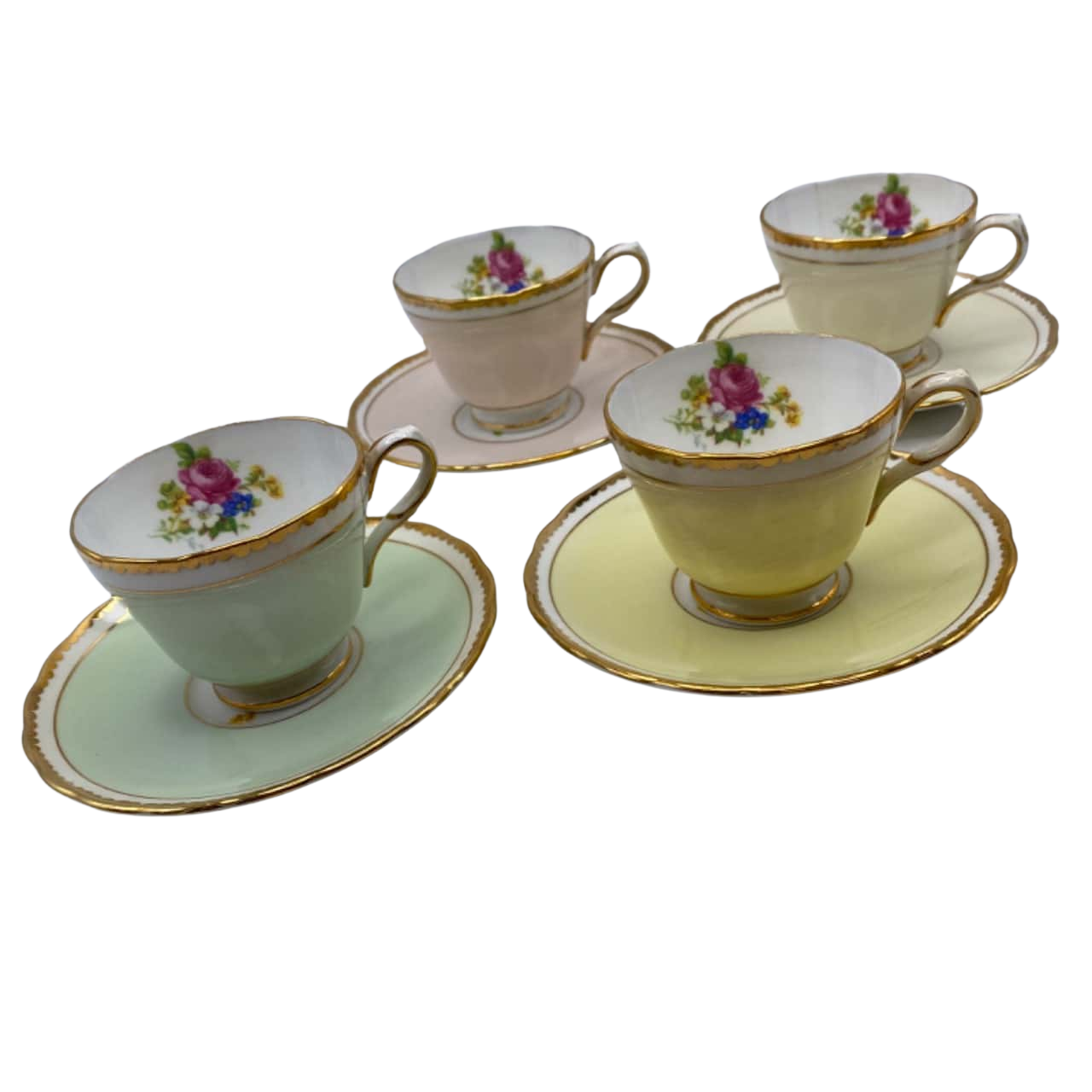 Vintage Rainbow Tea Set for 4 Grosvenor Ye Olde English Roses Bone China