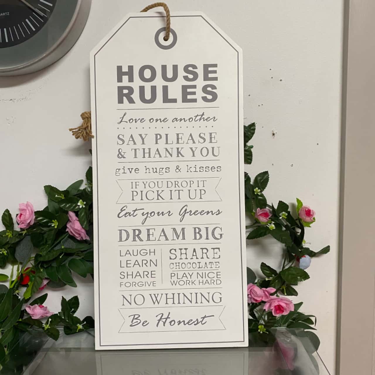 House Rules Sign Wooden w/Rope(s)
