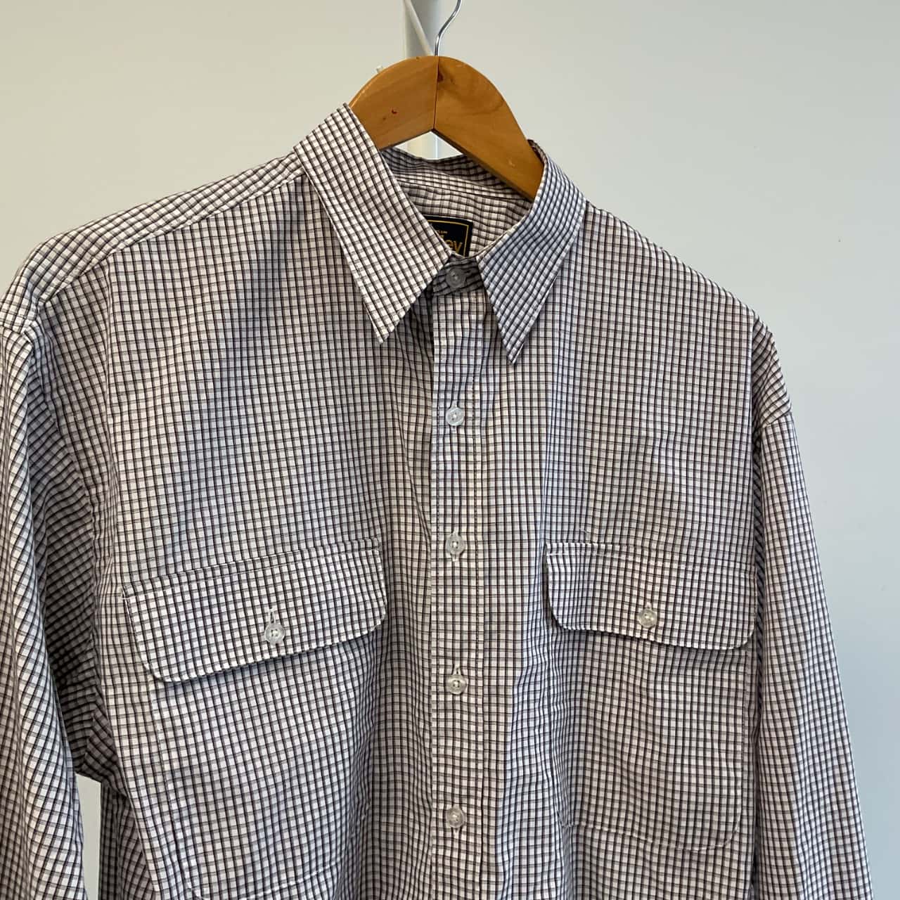 “Bisley” Mens Size M Long Sleeve Shirt Checked / Maroon / Off White