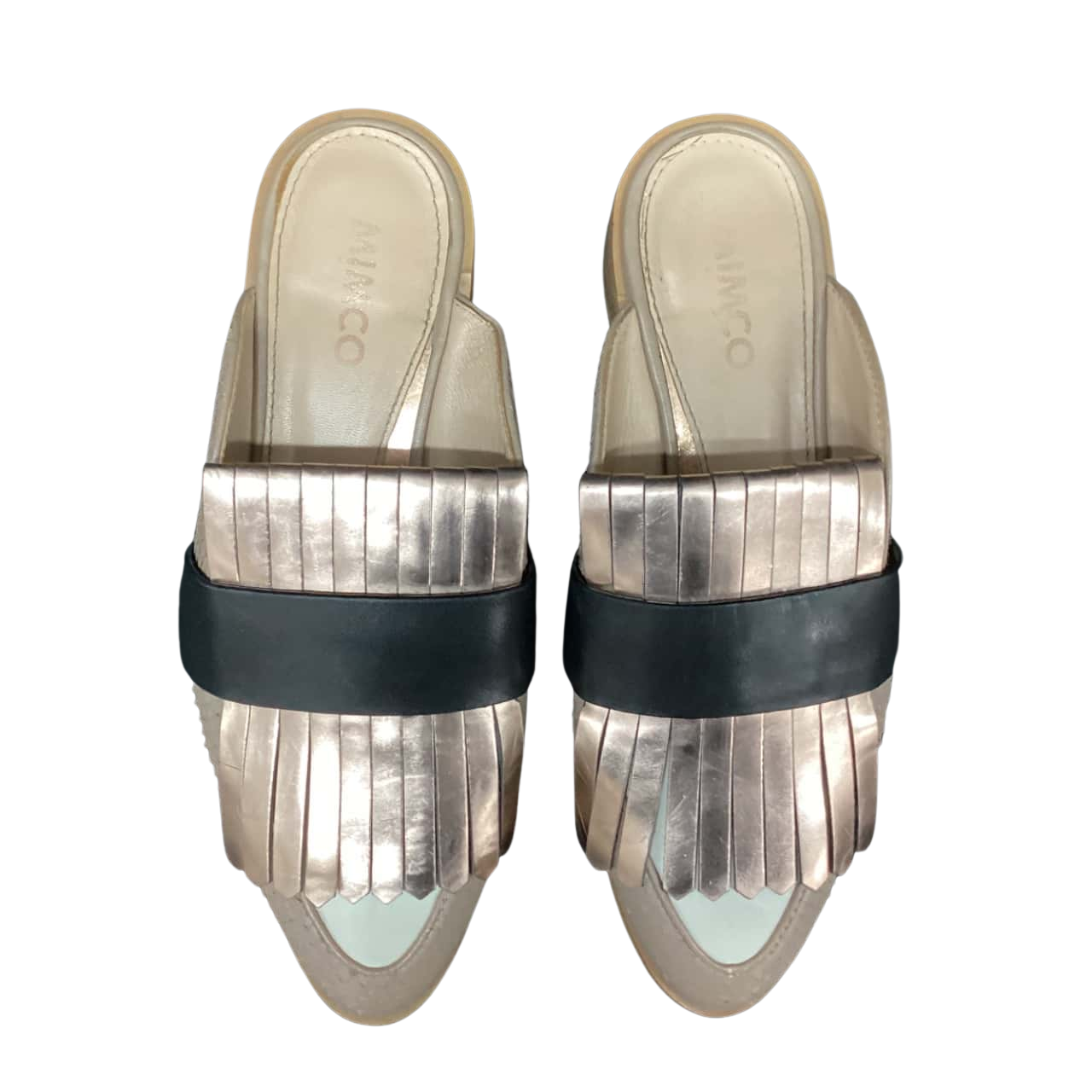 Mimco Womens Size 37 Gold Slides(s)