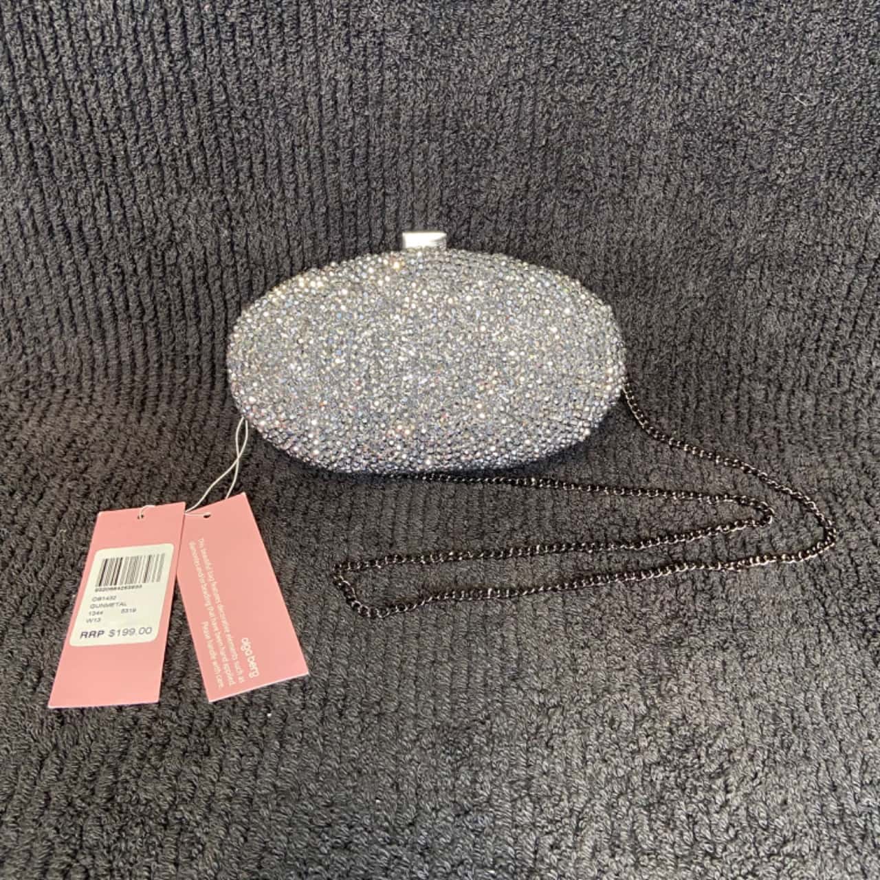 Olga Berg Womens Small Gunmetal Sequin Purse Grey BNWT RRP $199(s)