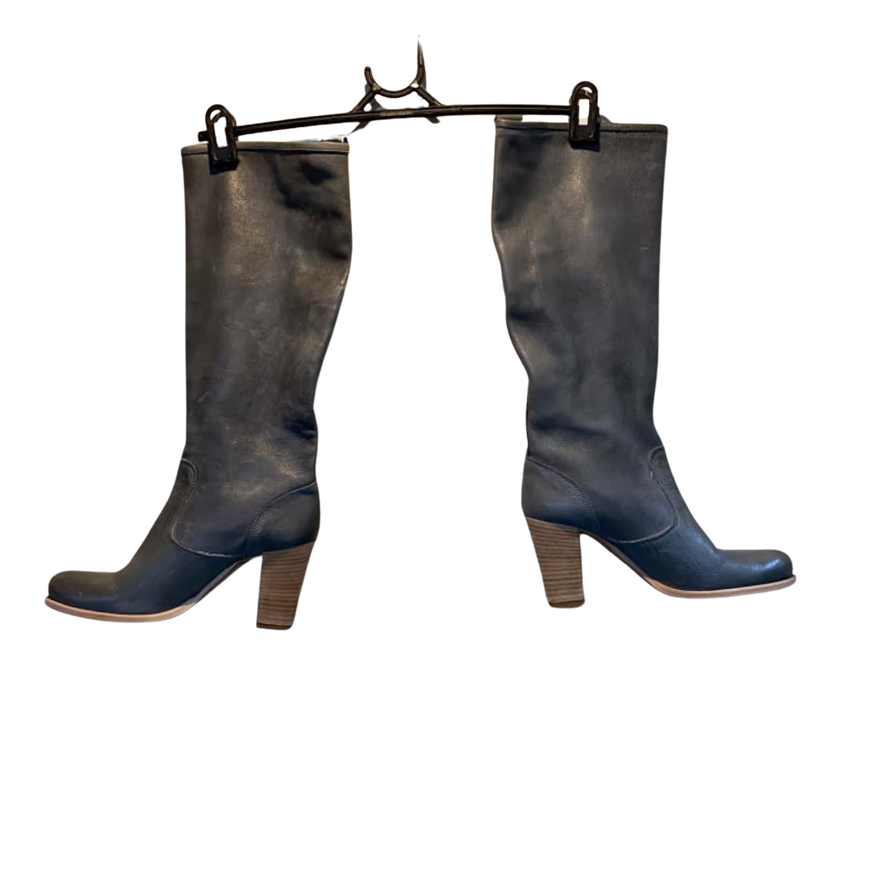 Womens Size 37 Grey Scoda Denim Leather Boots RRP $348