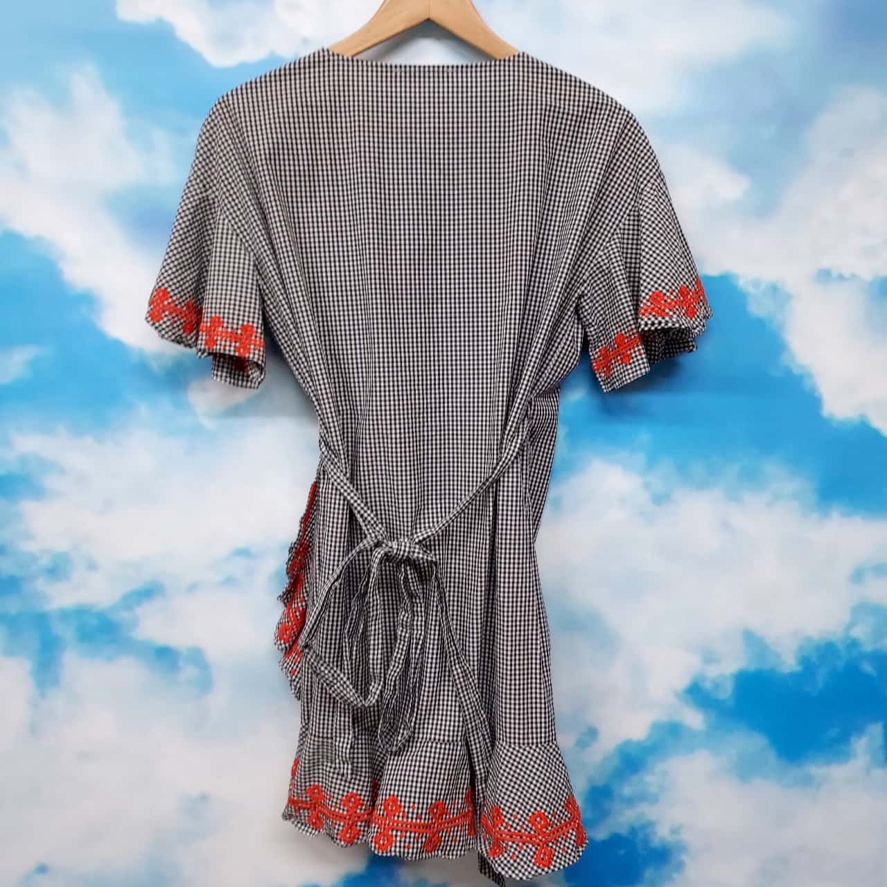 SPORTSGIRL Womens Size 8 Wrap Dress Checked Gingham Black/ White (s)
