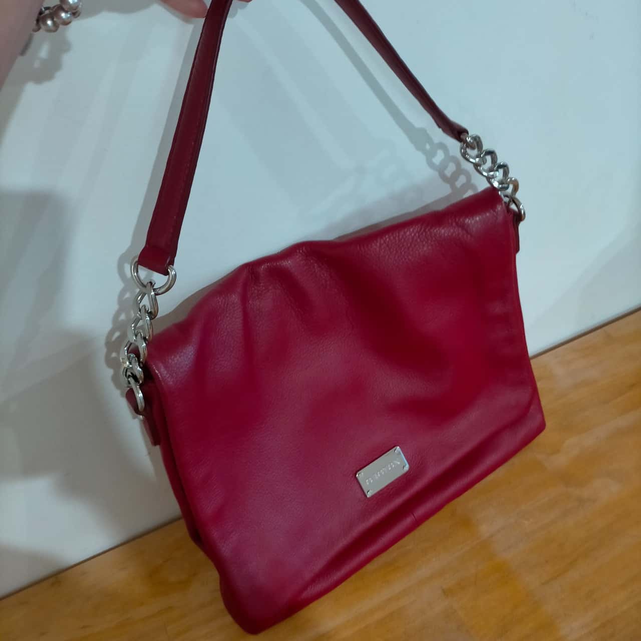 Oroton Cherry Red Large Leather Handbag AS NEW (s)