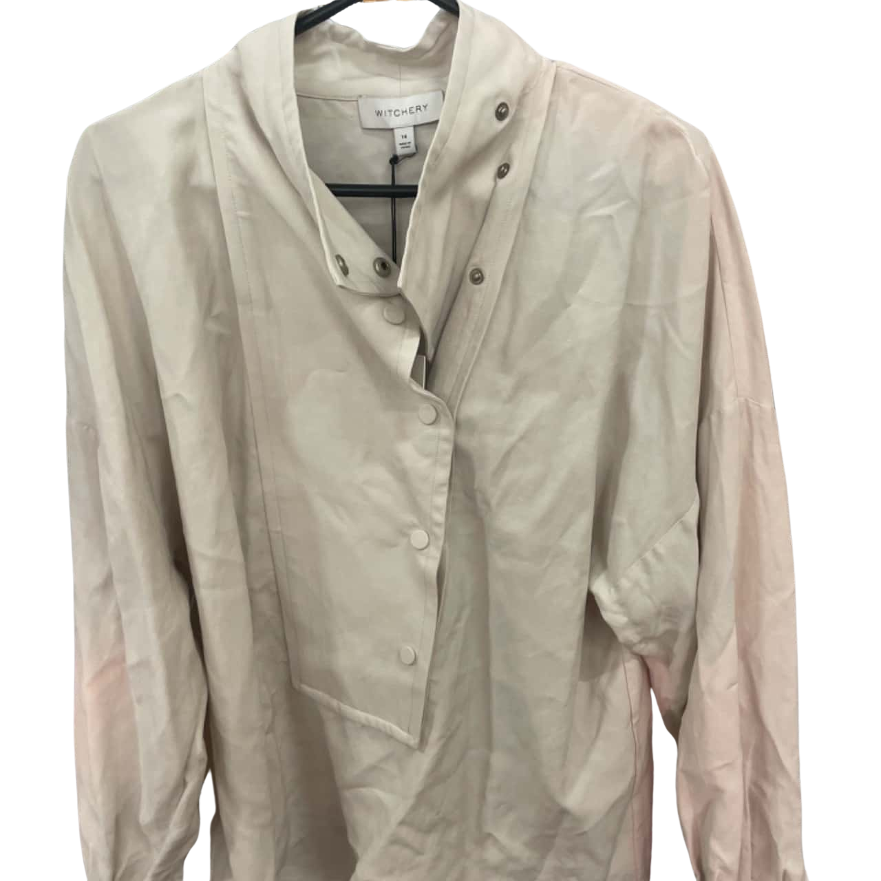 Witchery Womens long sleeve shirt button up white size: 14(s)