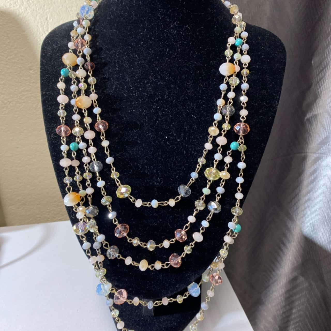 Multicoloured Faceted Crystal Bead Layered Necklace(s) - Used Very Good ...
