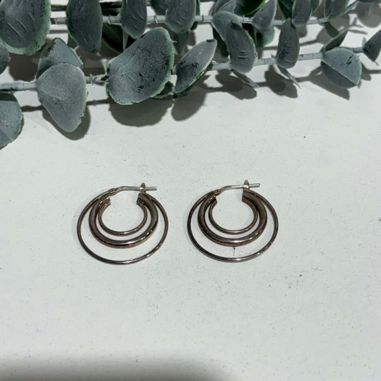 Womens Ladies Sterling Silver Triple Hoop Earrings Jewellery