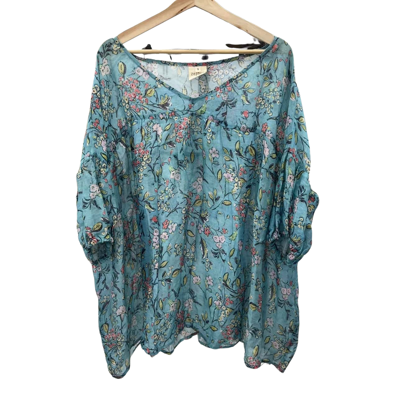 Zephyr Lounge Wear Size S “Molly” Blue Linen Silk Top(s)