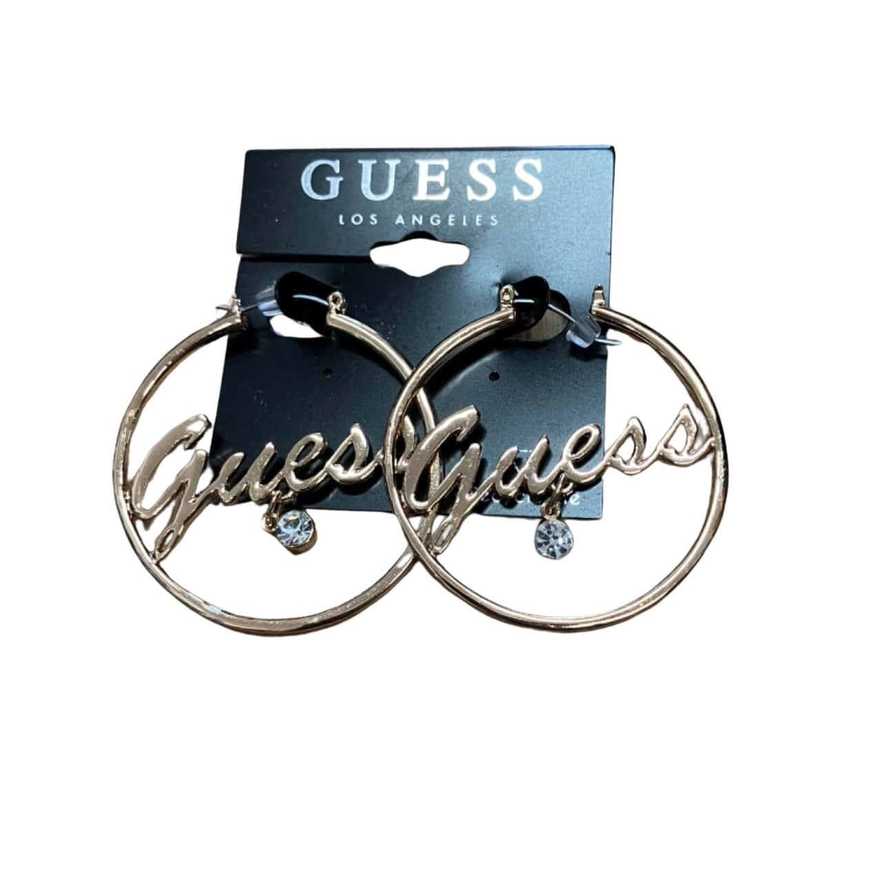 Guess Earrings Gold Plated Logo Crystal Hoops(s)