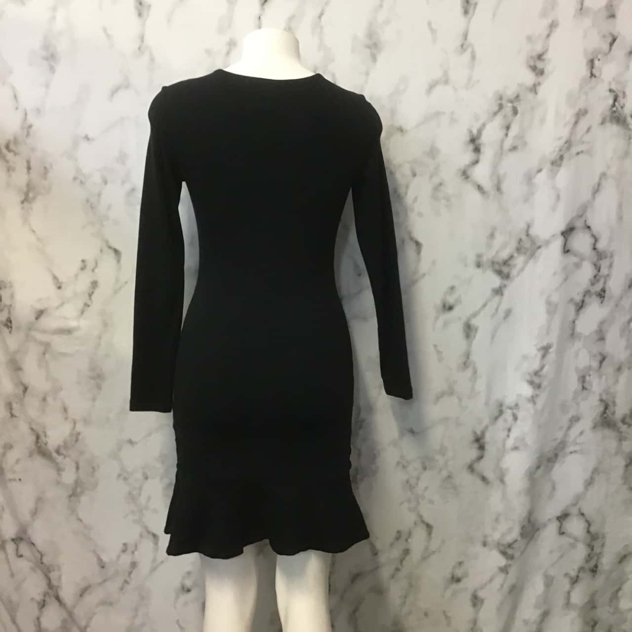 Kookai Long Sleeve Dress Size 12 Black Cotton Rich(s)