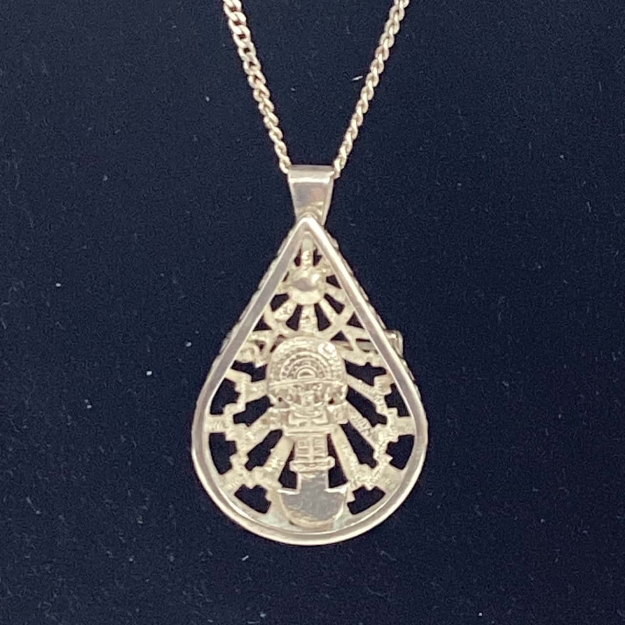 Italian Silver 925 Womens Necklace with Peruvian Pendant Brooch