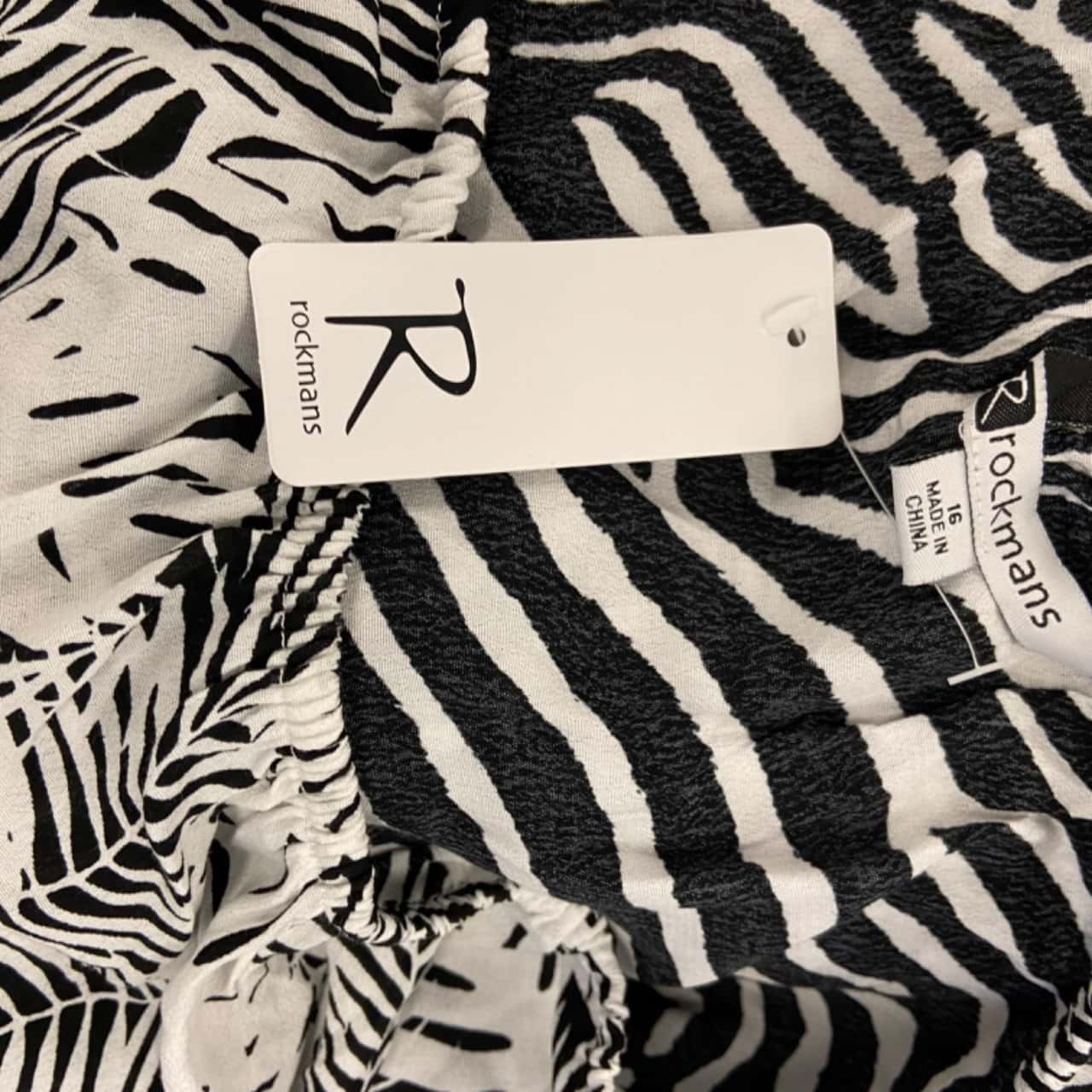 Rockmans Womens Size 16 Maxi Dress Black and White Tropical Print $RRP ...