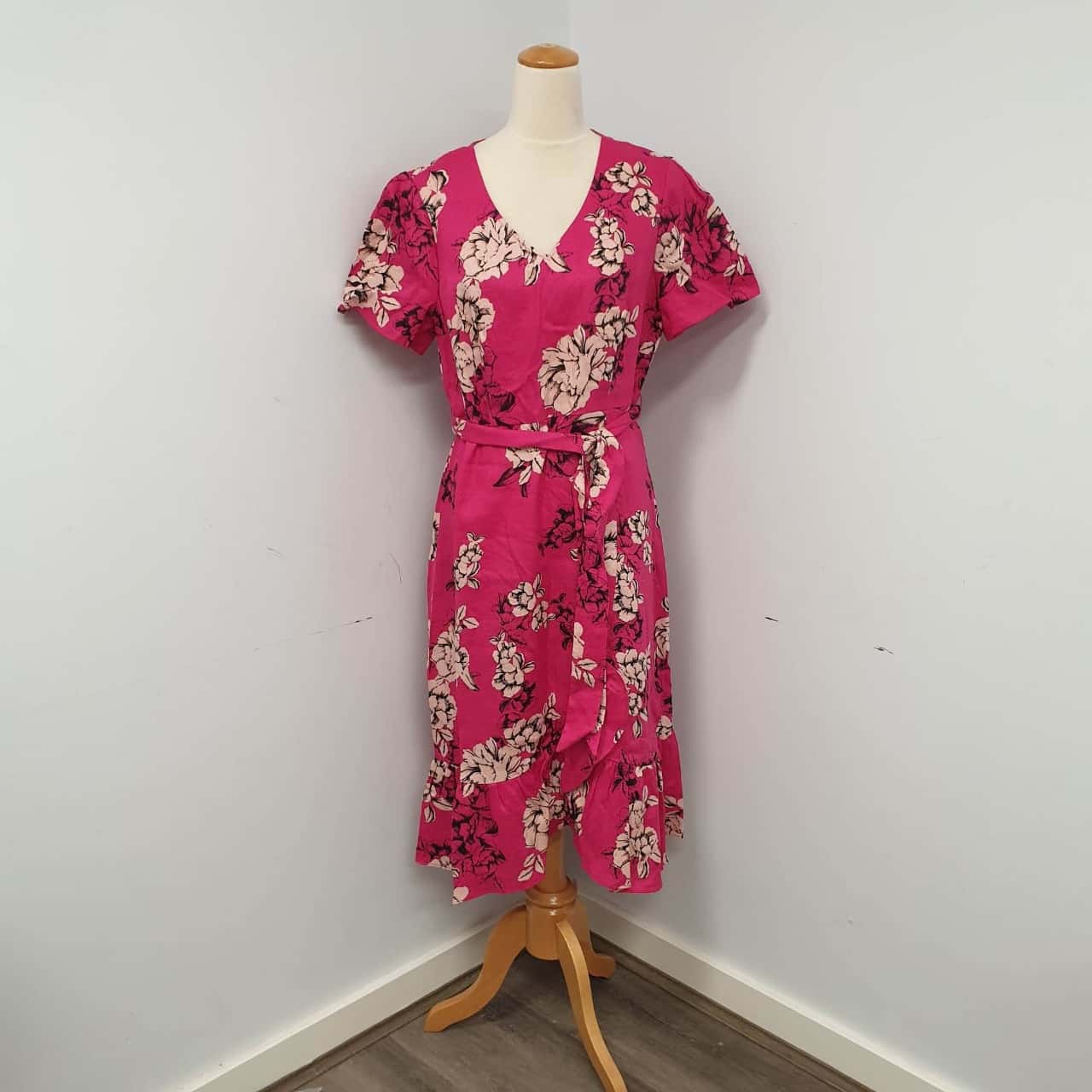 Jacqui-E Exceptionally Pretty Womens Fuchsia Pink Floral Tie Waist ...