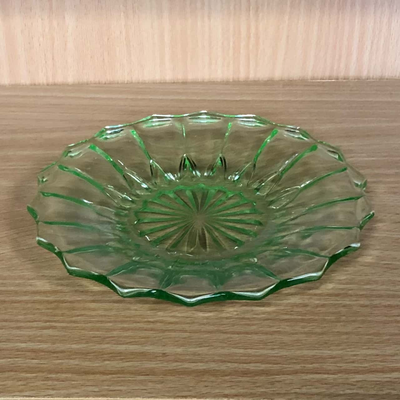 Vintage Style Green Pattern Glass Plate (s)