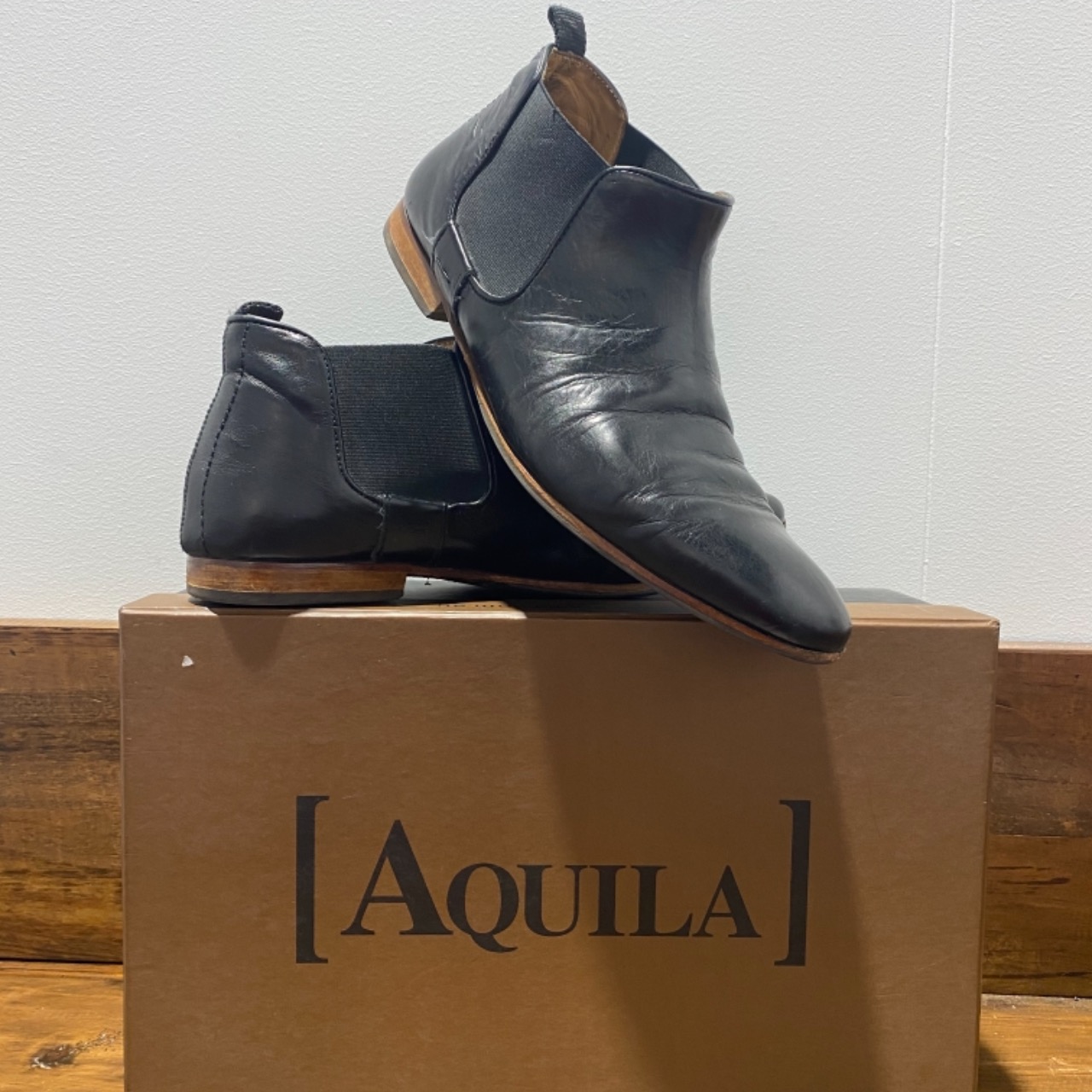 Men’s Aquila pull on boot/shoe Size 41 Black leather(s)