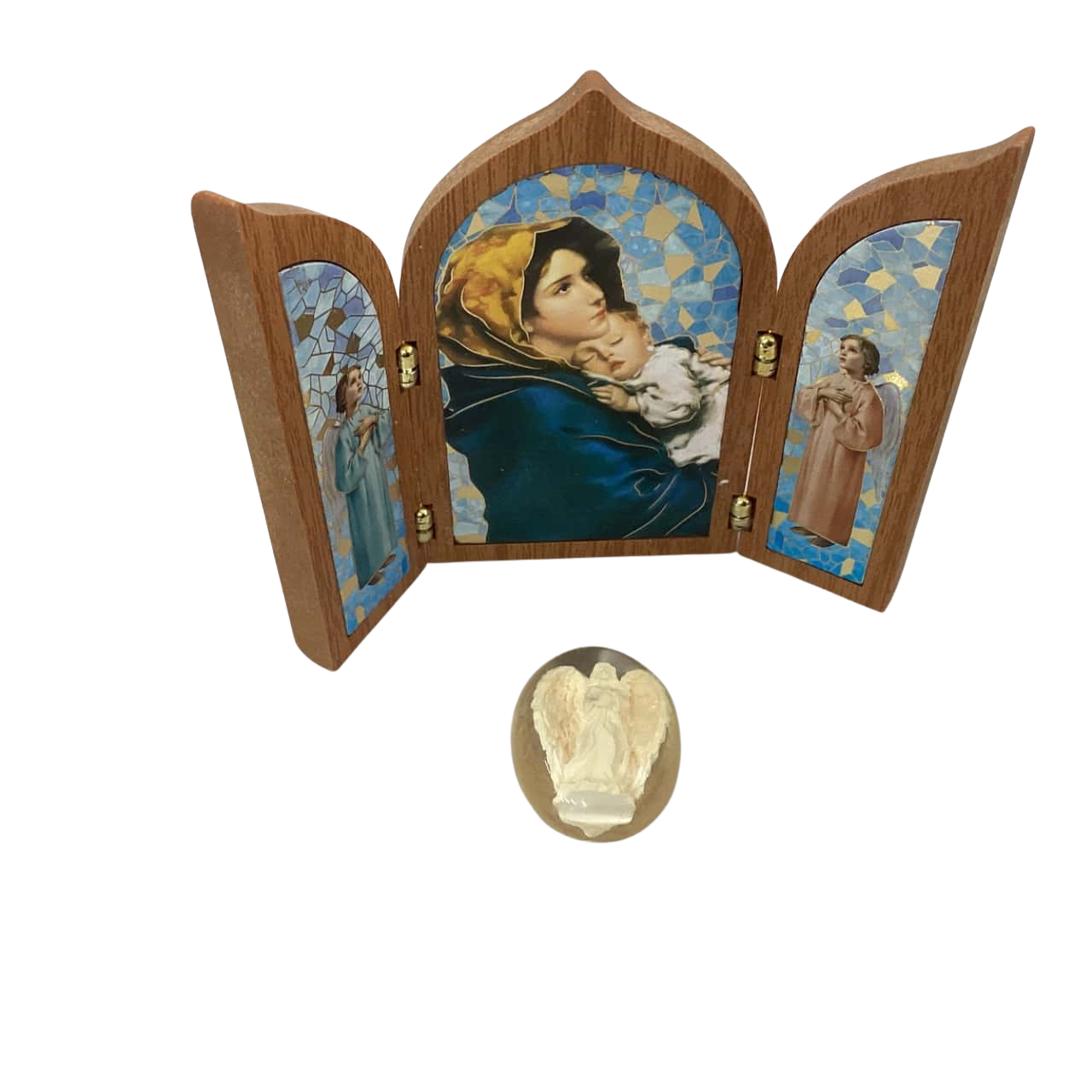 Vintage Angel Worry Stone and Angel Triptych