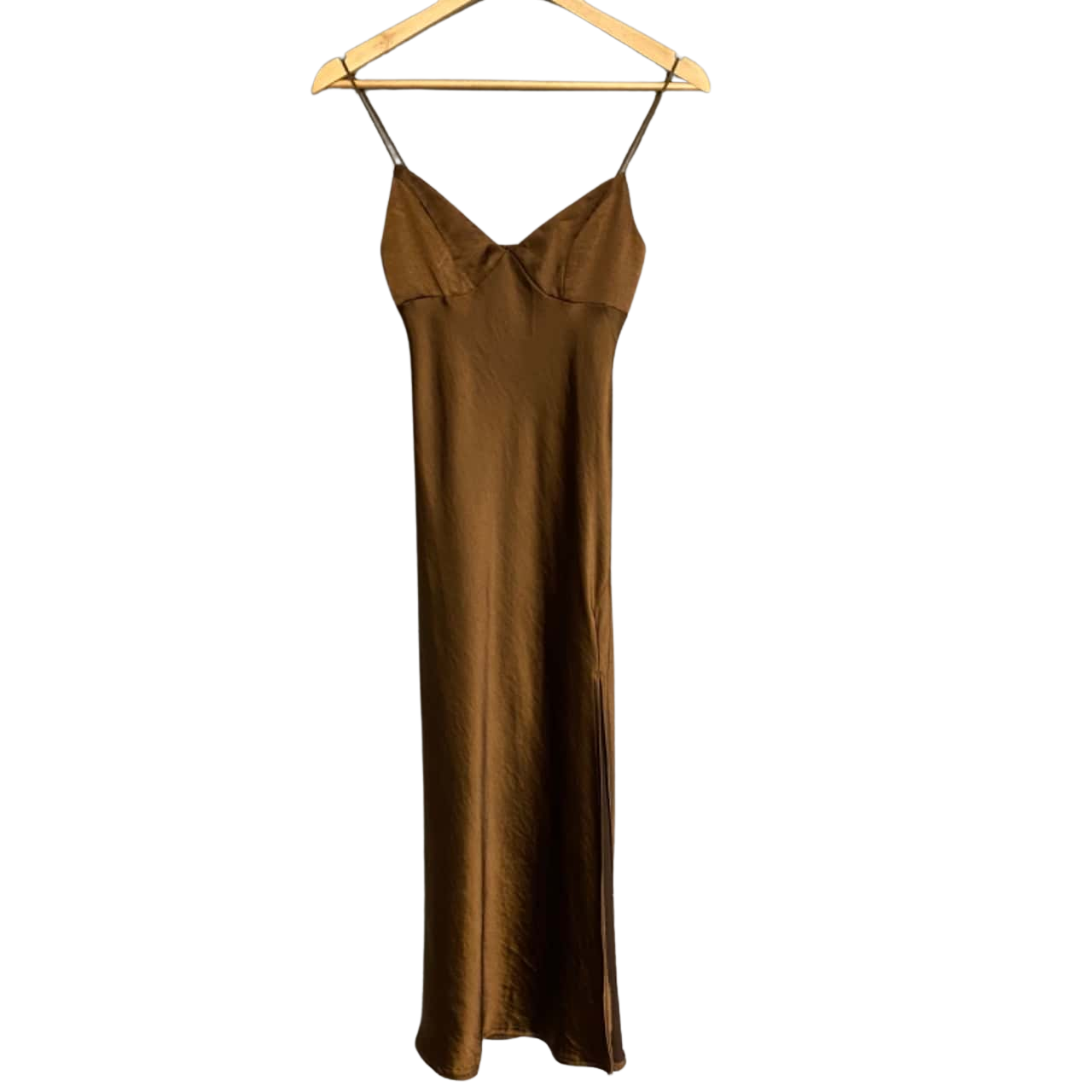 CAASI Womens Size 6 Shoestring Strap Slip Dress Brown (s)