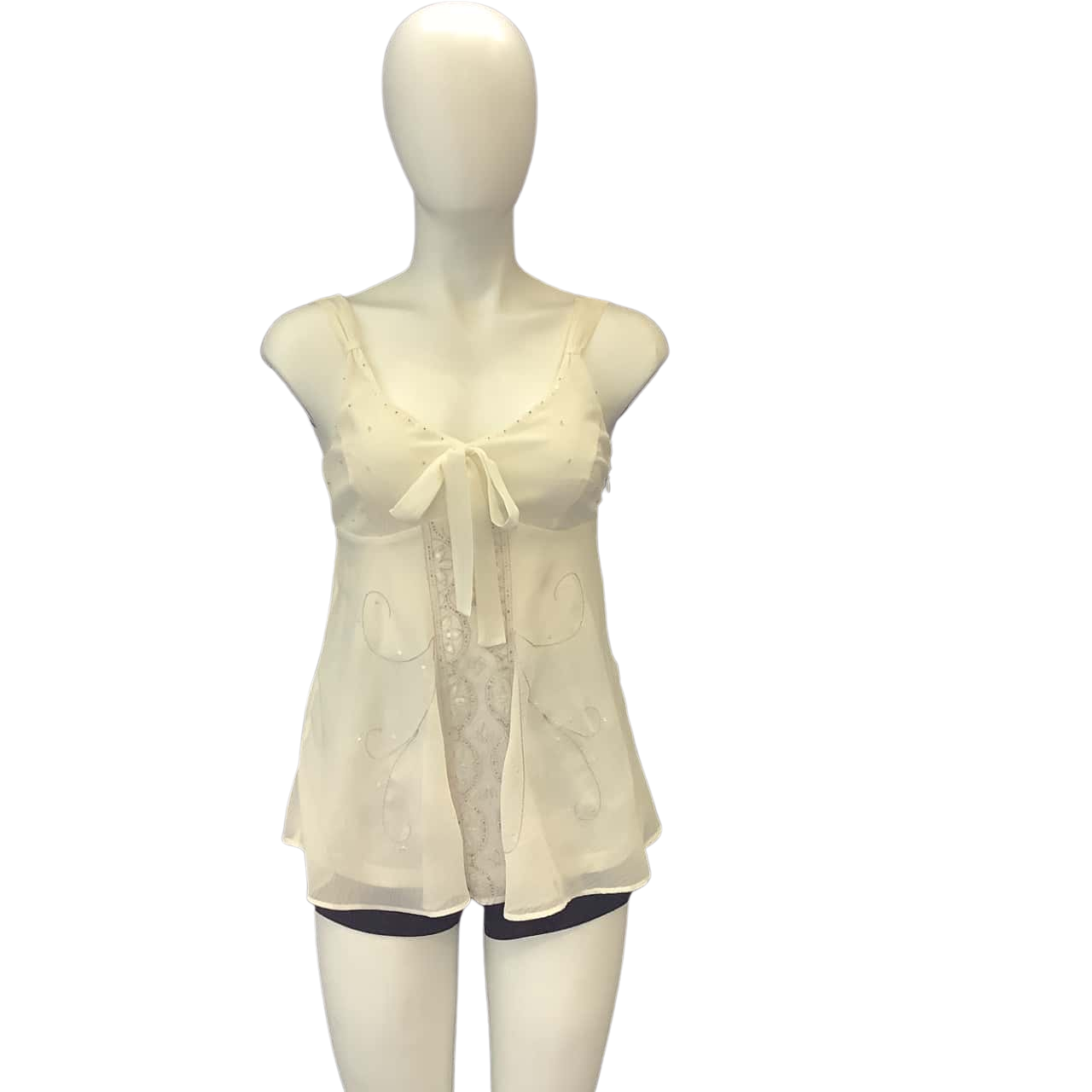 Esprit Womens Size XS Front Tie Sheer Top Off White(s) - Used Good ...