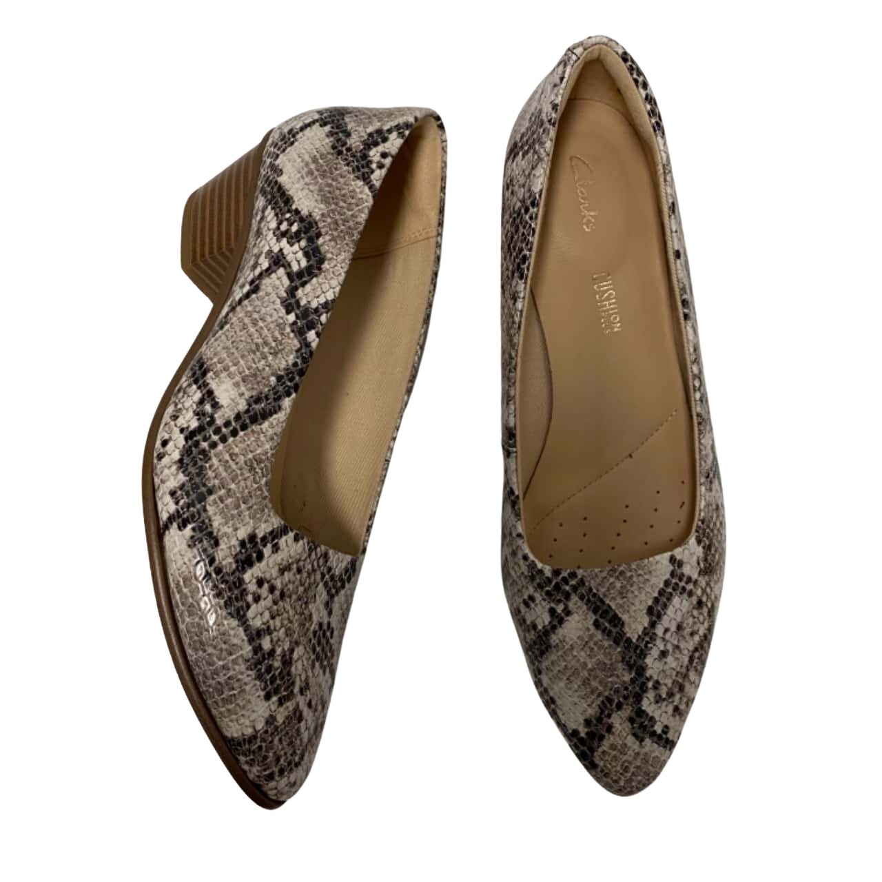 Clarks Womens Size 7 Snake Print Heels(s)