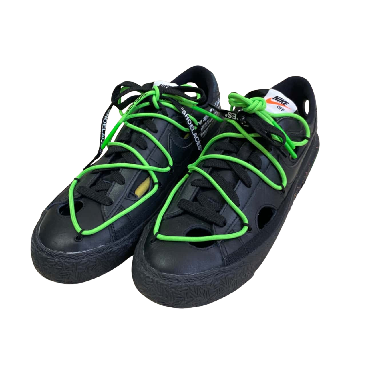 Men’s Nike Blazer Low x Off White Size 10 Black + Neon Green Leather ...