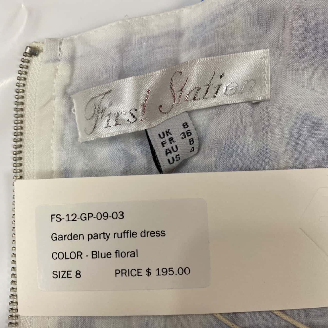 First Station Size 8 Floral Dress Blue