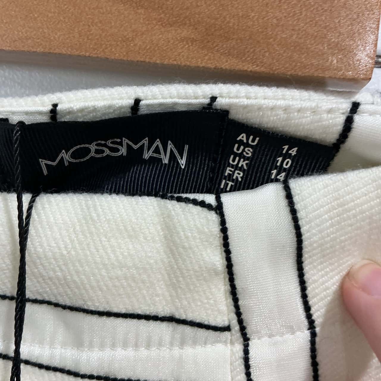 Mossman Womens Size 14 Mini Skirt / Pencil Skirt Black / Cream / Striped