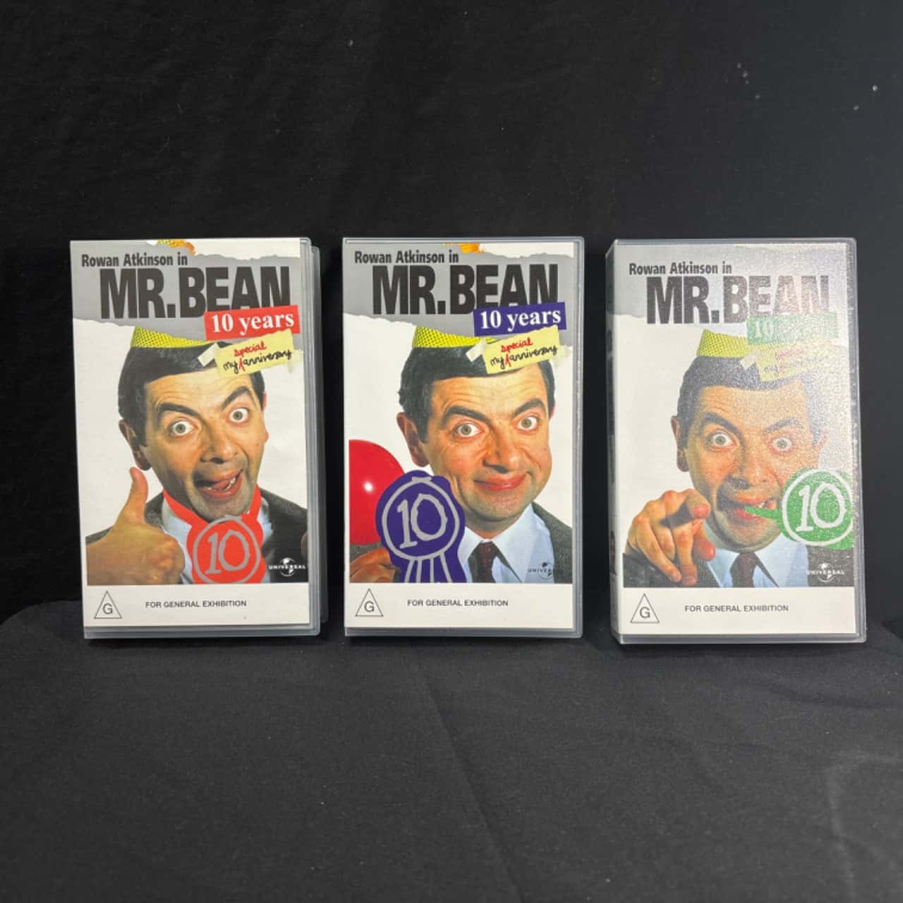 Set of three Rowan Atkinson in Mr Bean 10 years VHS