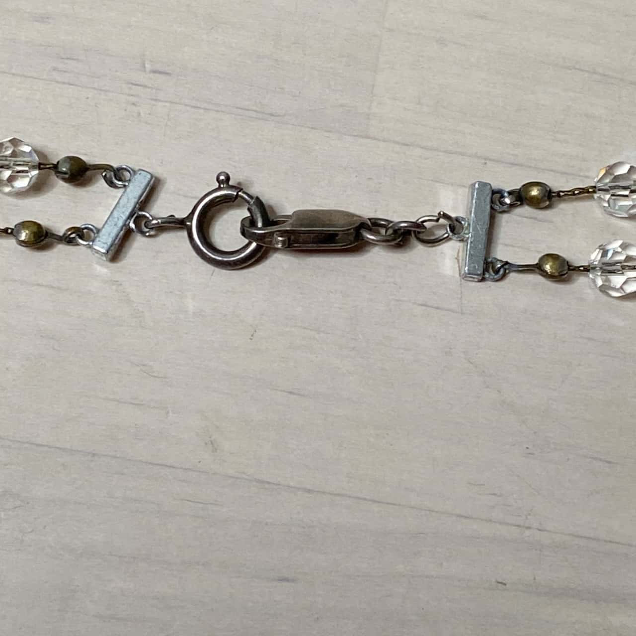 Vintage Crystal Double Strand Necklace 925 Clasp