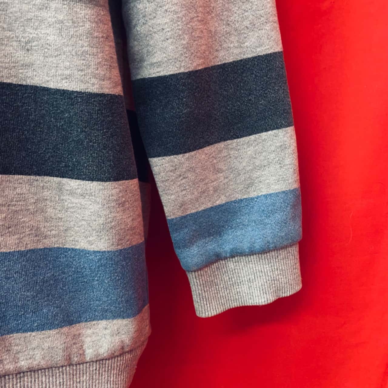 Quicksilver Kids Size 5 Hooded Sweater Blue / Grey / Striped (s)