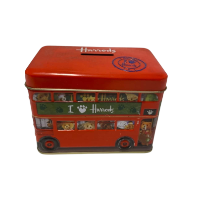 Harrods London bus money box tin