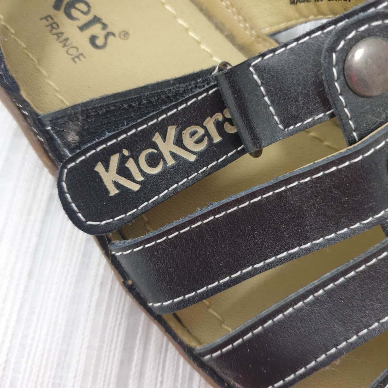 Kickers Made In France Flat School Style Navy Blue Cover Toes Sandal ...