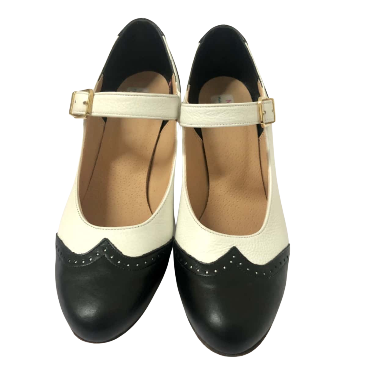 Handcrafted Women’s Retro Leather Shoes - two tone - heels -(s)