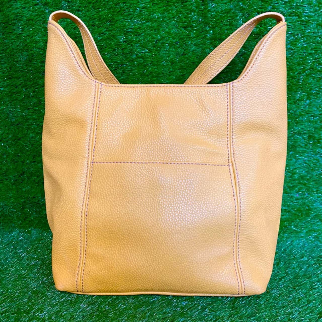 Cosgrove & Beasley Mustard Yellow Leather Handbag Dotted Lining. (s)