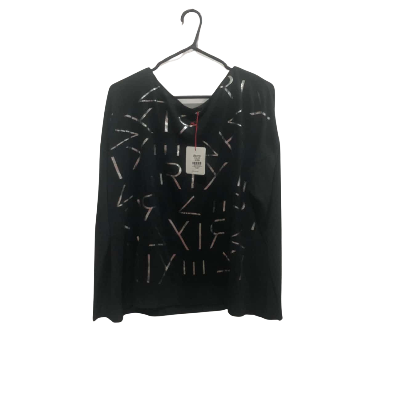 Être Black Knit Top With Silver Foil Writing (s)