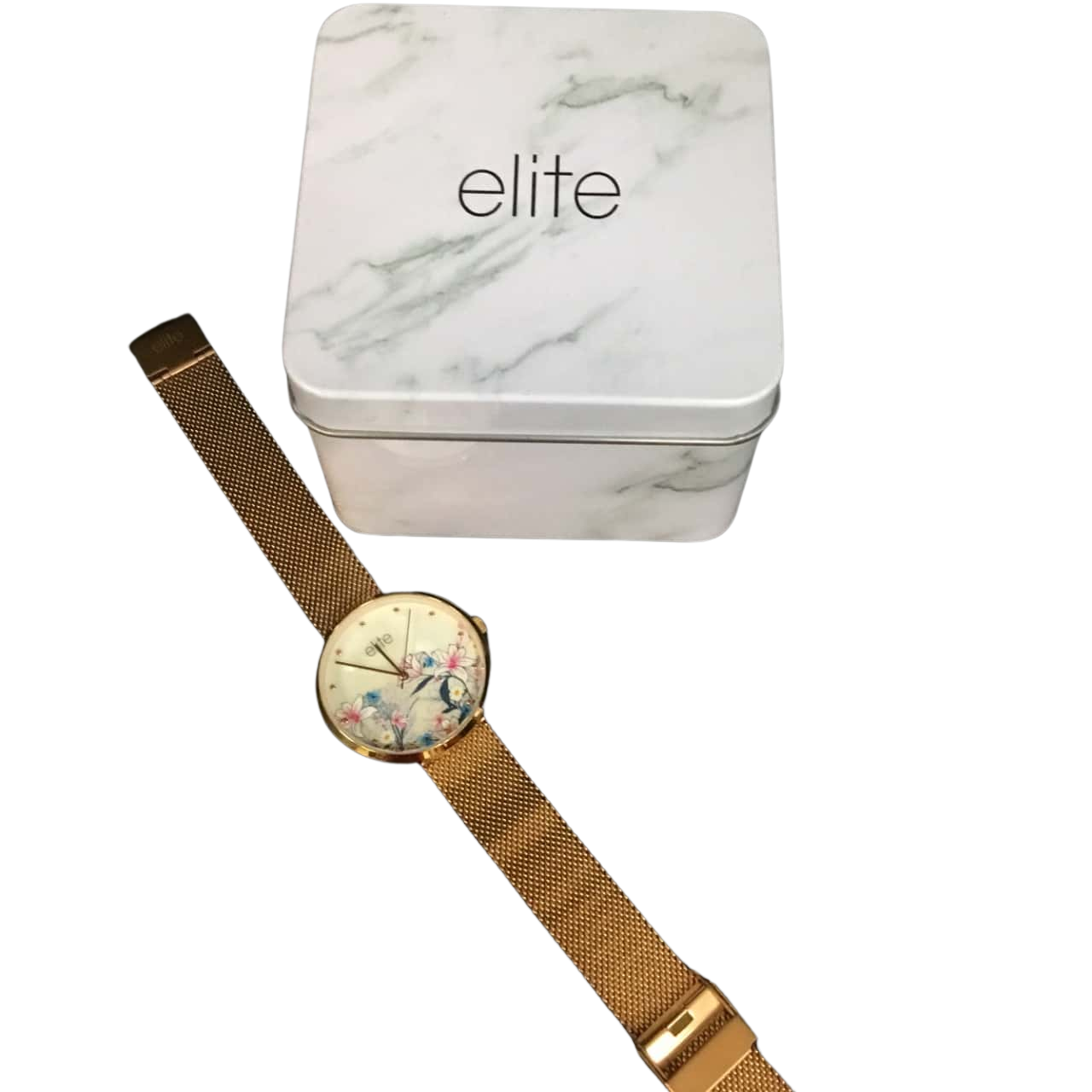 Elite Rose Tone-Flower Dial Watch