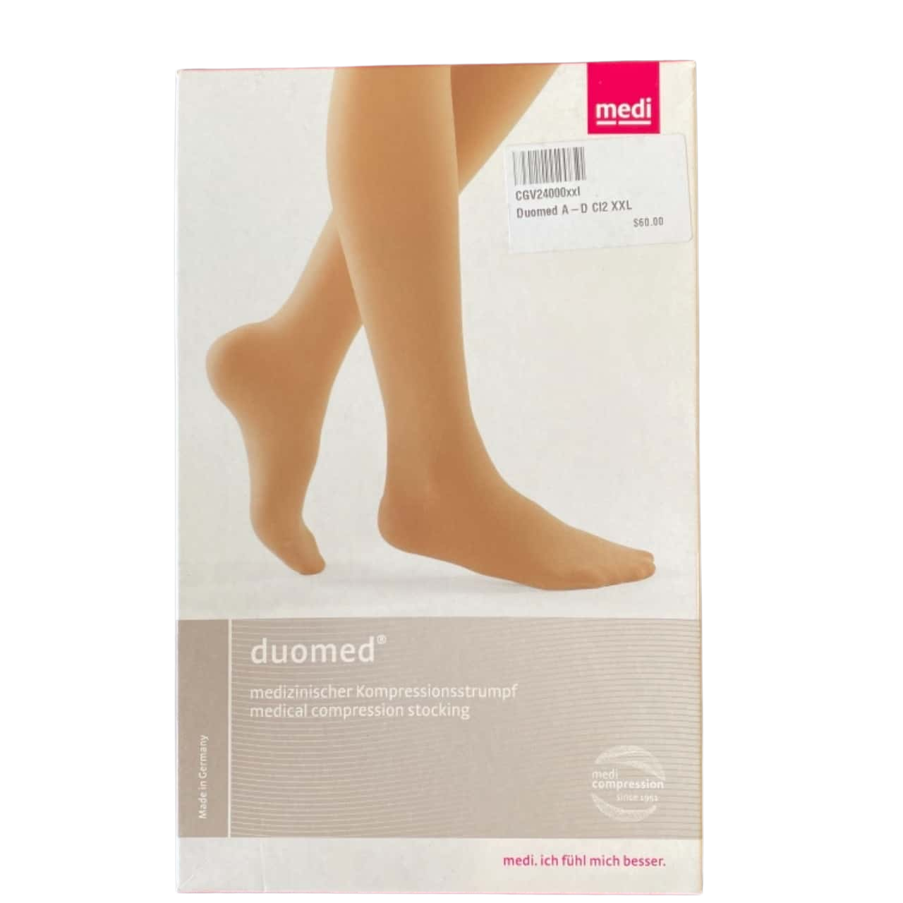 Medi Duomed Beige Knee High Open Toe Compression Sock XXL (s)