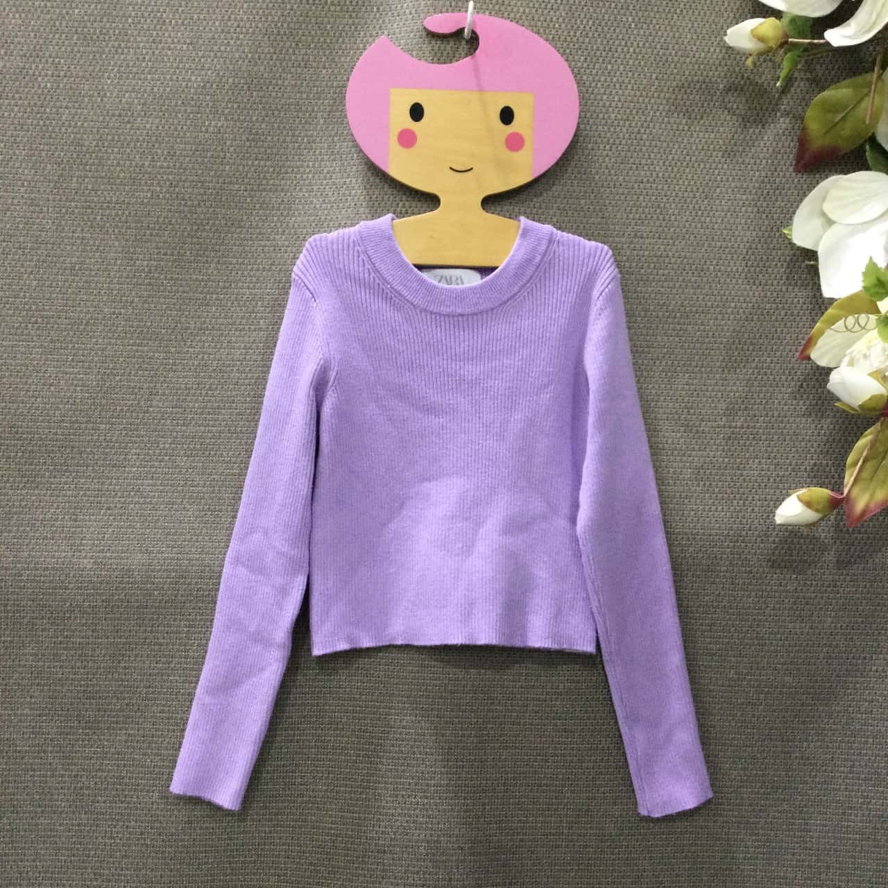 Zara, Girls, Ribbed Top, Size 9, Lilac