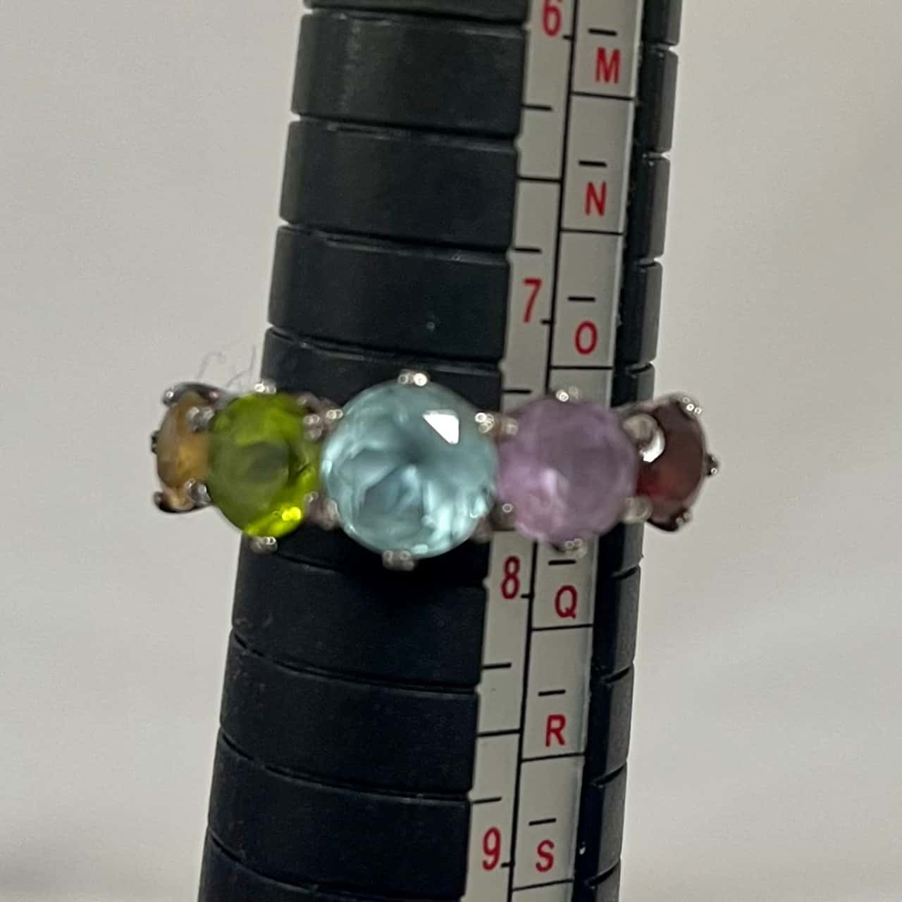 925 multi-coloured 5 stone ring-beautiful