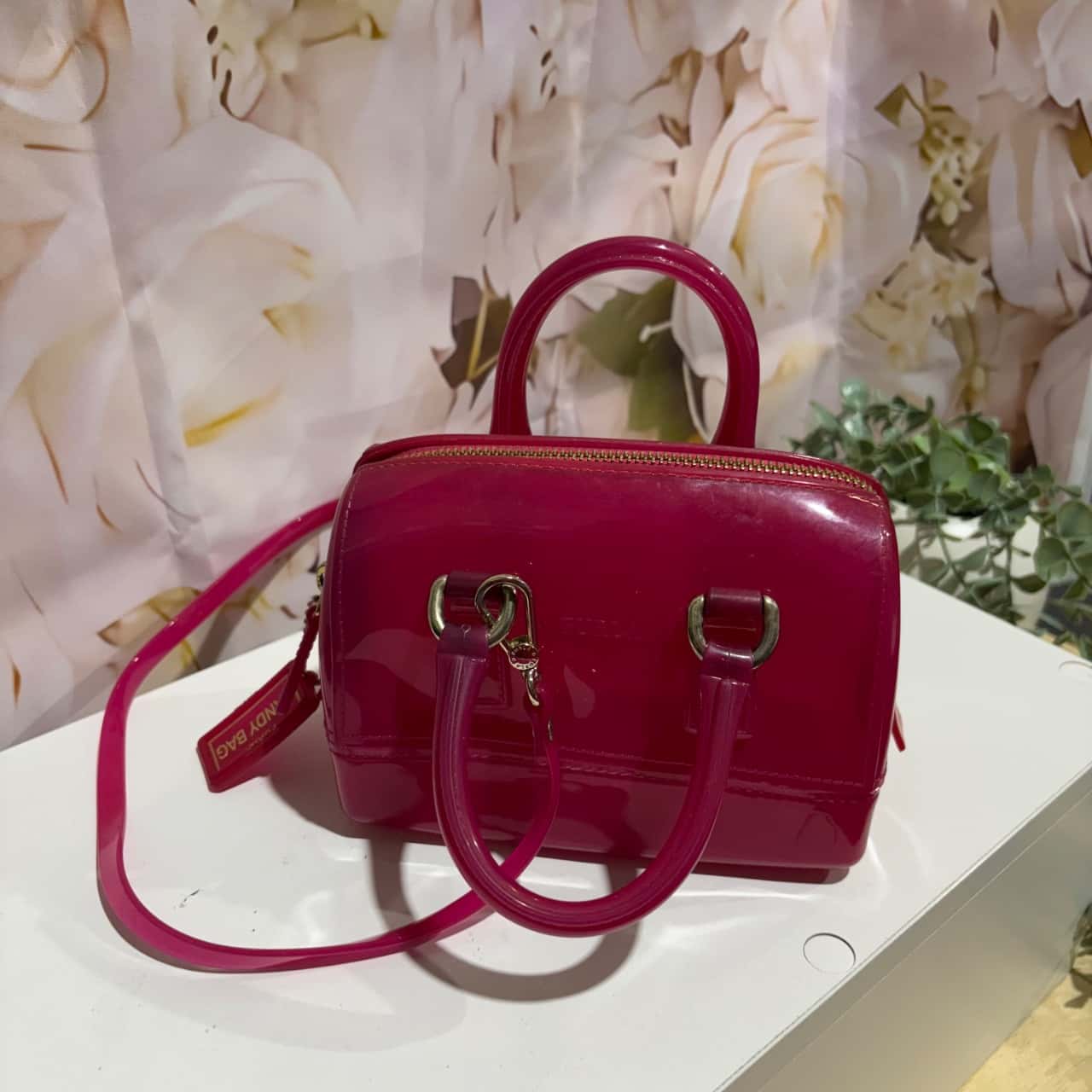 Womens Ladies Handbag Pink Mini Jelly Bag with Strap(s)