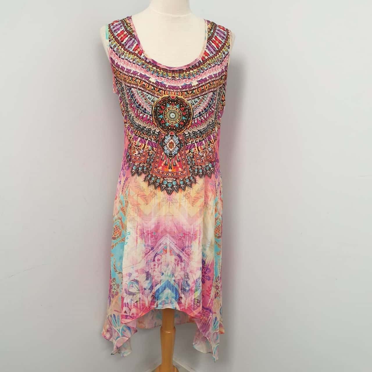 INOA Gorgeous 100% Pure Silk Shift Style Dress With Stunning Diamante ...