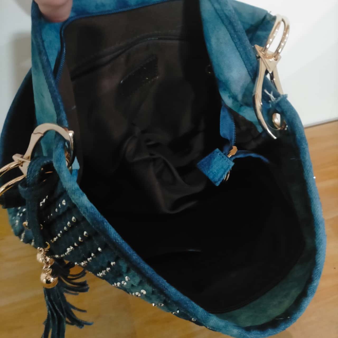 LAV-ISH SYDNEY Denim & Rhinestone Large Handbag AS NEW (s)