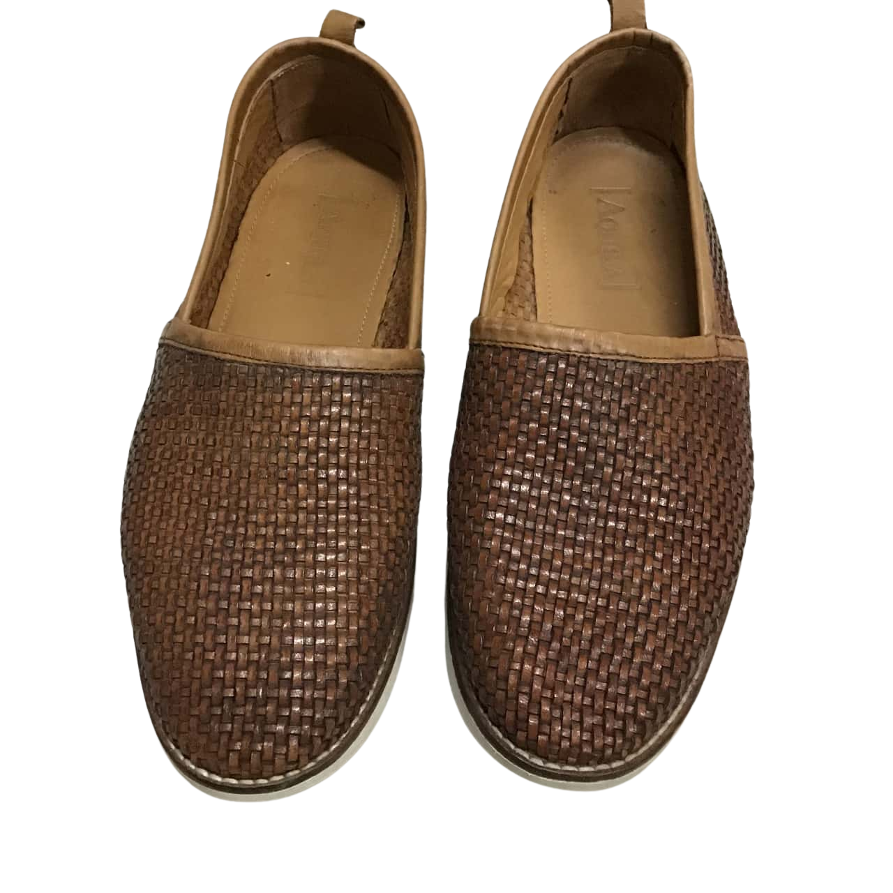 Aquila Mens Size 42 Tan Plaited Leather Loafers