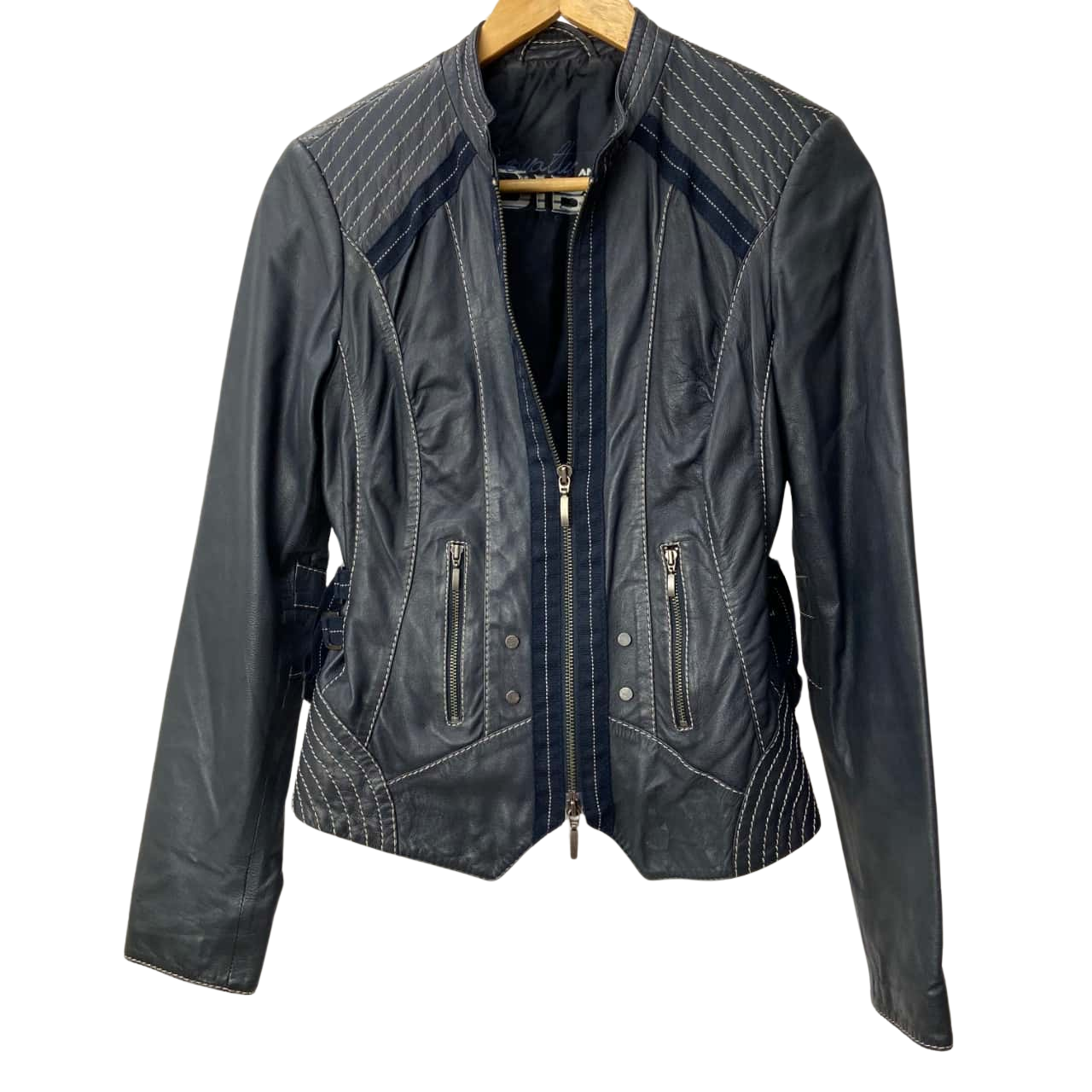 Royalty and Biba Stripes - Womens Genuine Leather Jacket - Size 36 ...